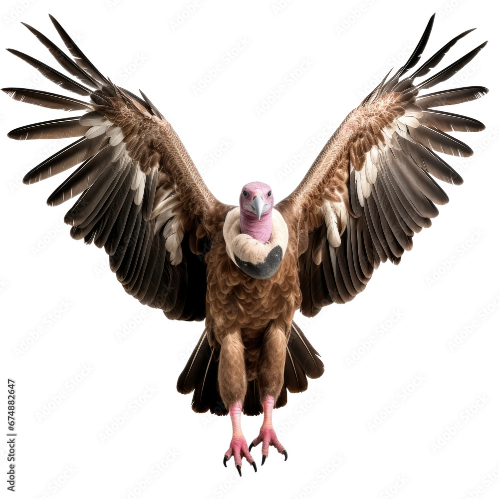 Vulture in flight on transparent background, wild animal portrait Stock ...
