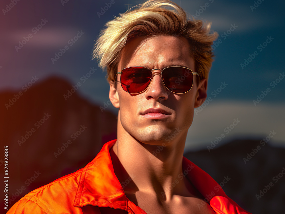 Illustration of a lifeguard character in iconic 90s style. Iconic man ...