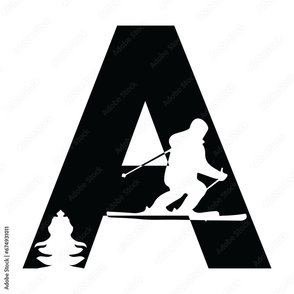 Skiing font alphabet SVG png, ski svg png, skiing svg png, ski font ...