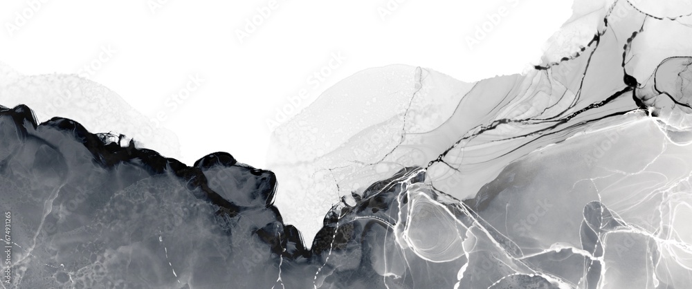 Alcohol ink monochrome background with fluid texture, black and white ...