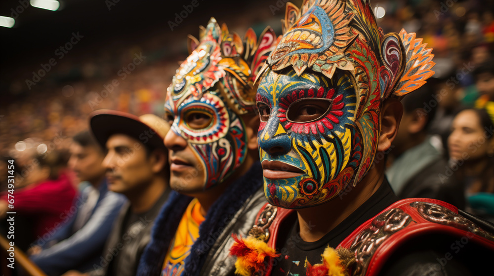 Lucha Libre Wrestling: A close-up shot of luchadores in their iconic ...
