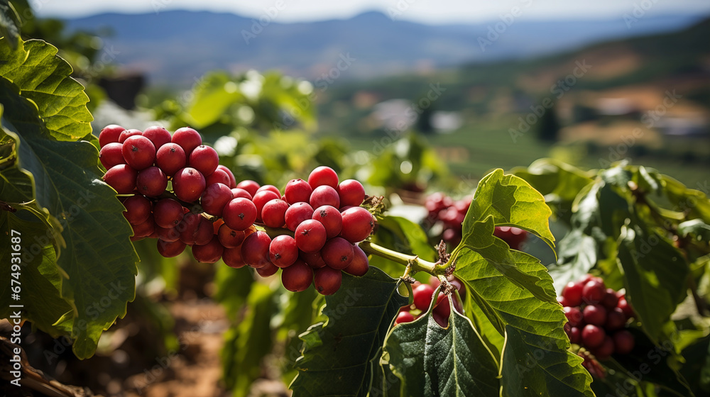 Mexican Coffee Plantation: Coffee beans growing on a lush Mexican ...