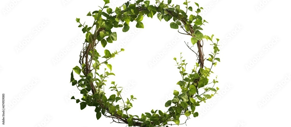 circular vine at the roots. Bush grape or three-leaved wild vine ...