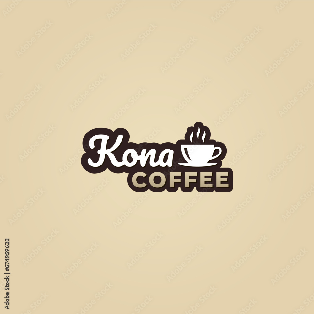 Kona coffee logo or Kona coffee label vector isolated in flat style ...