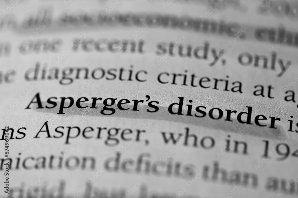 Asperger's disorder, medical disorder terminology printed in black on ...