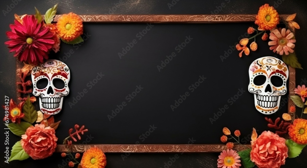 Dia de los Muertos Chalkboard: Blank Slate for Menus and Messages ...