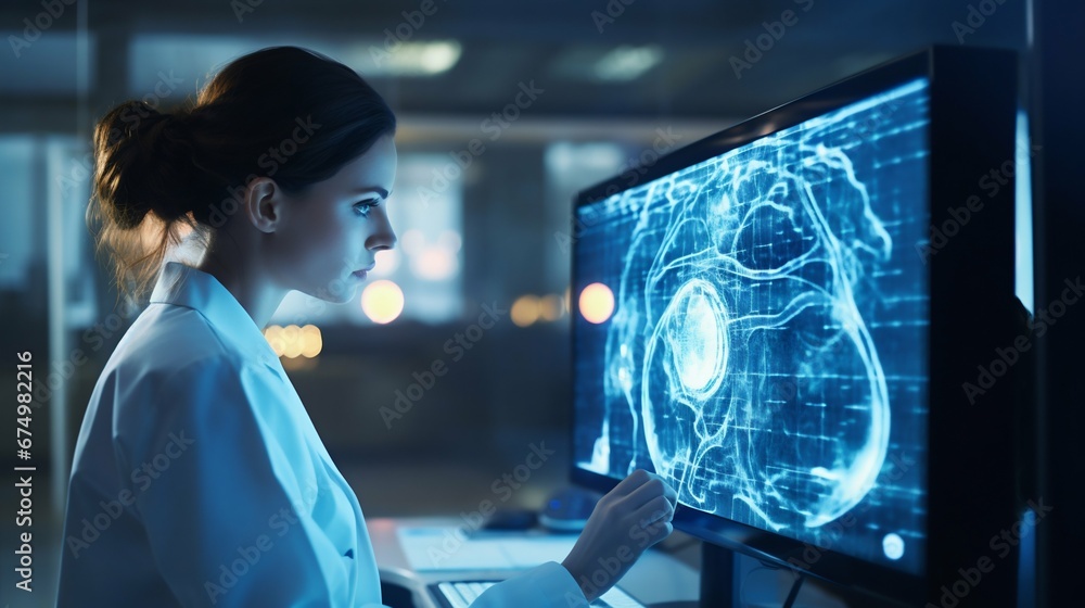Neurology Expert: Female Doctor Analyzing Brain Tests on Hospital ...