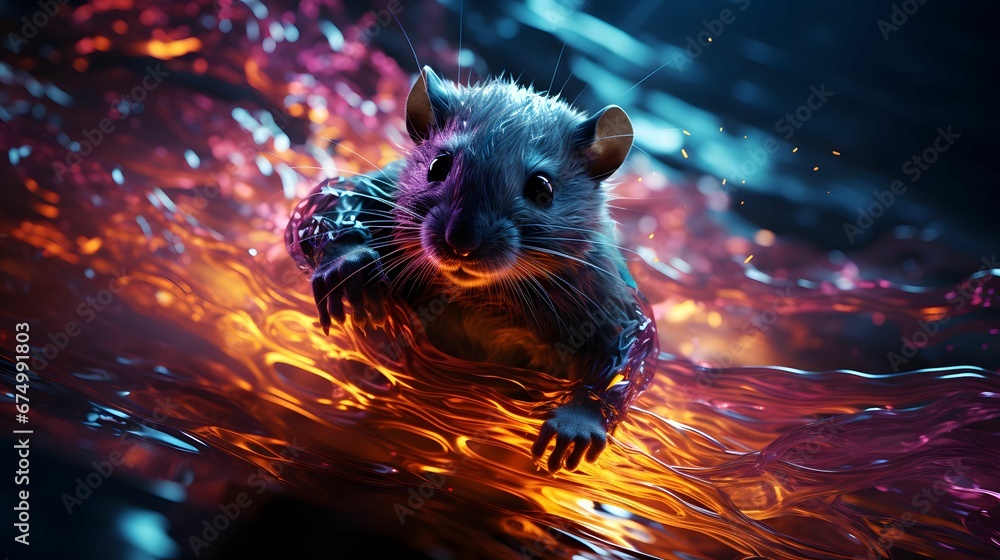AI generated illustration of a rat swimming in a pool of water Stock ...