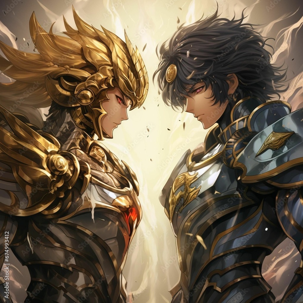 AI generated illustration of two anime characters in an intense face ...