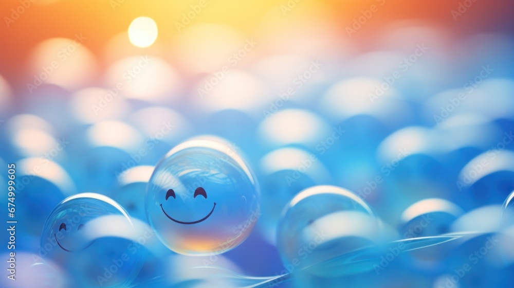 Smiley face in the middle of a group of bubbles, AI Stock Illustration ...