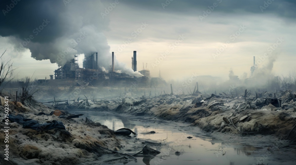 AI generated illustration of post-apocalyptic scenery showing the ...