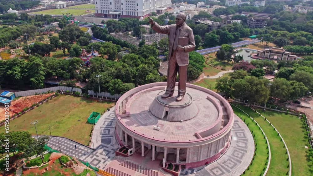 Big 125-ft tall bronze statue of Dr B R Ambedkar near NTR Marg at ...