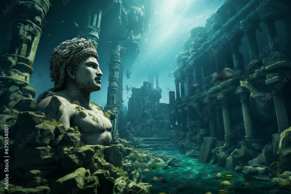 Legendary Atlantis. The sunken continent of an ancient highly developed ...