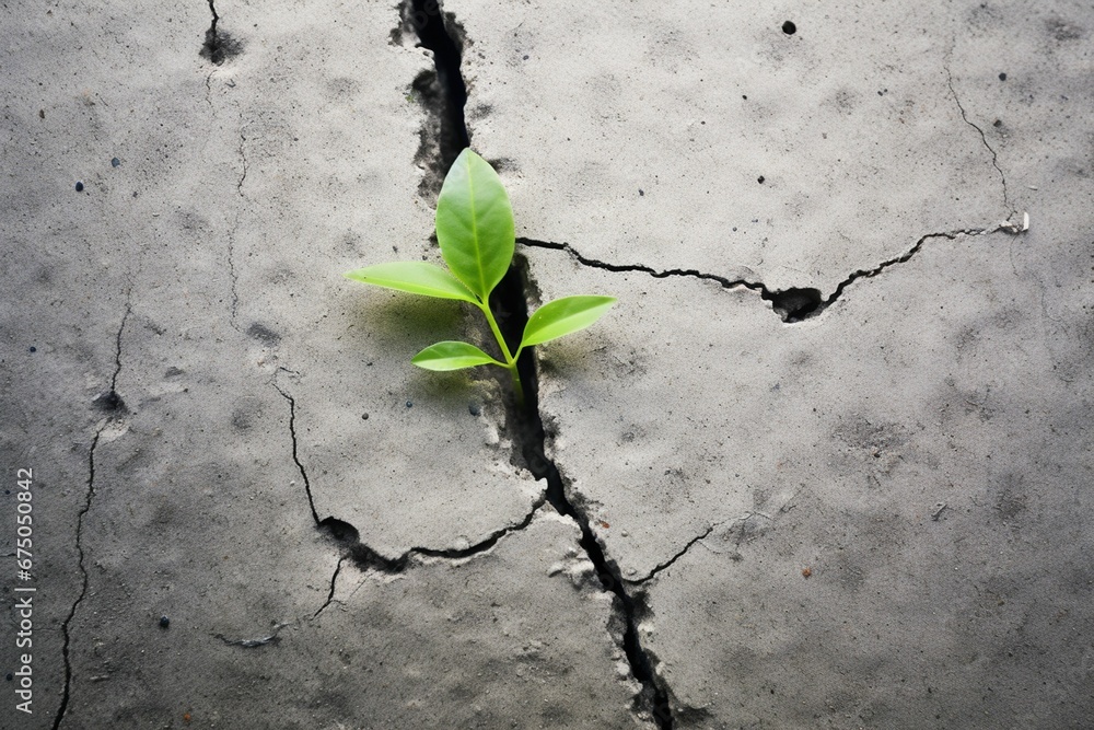 AI generated illustration of a small green plant growing through a ...