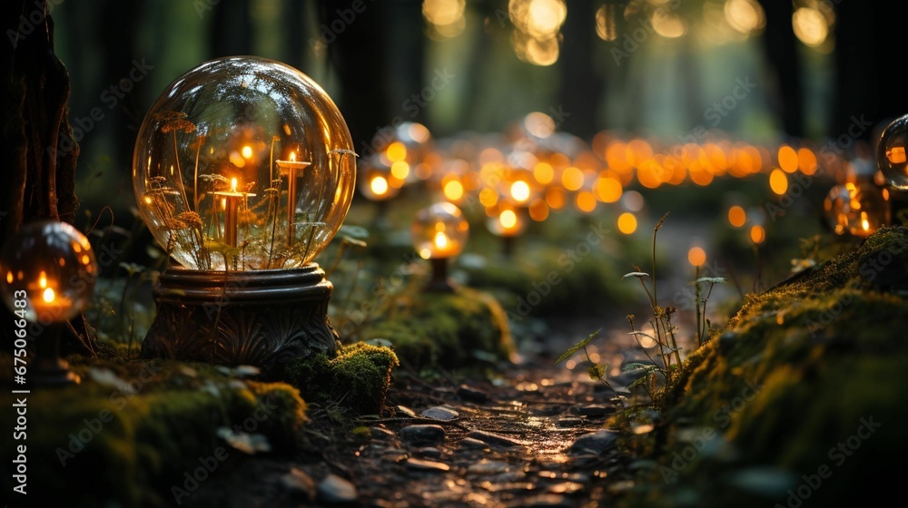 AI generated illustration of a magical orb of light with flames burning ...