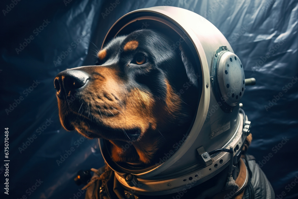 Brave cosmonaut dog dons space suit and helmet for an intergalactic ...