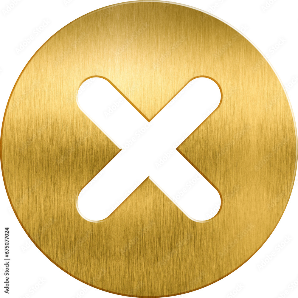 Golden icon cross no mark check x tick wrong cancel confirm select ...