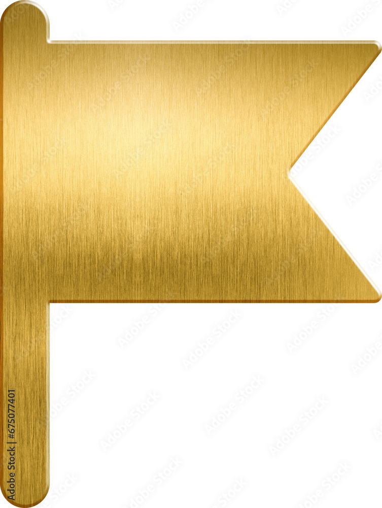 Golden icon flag start pennant global positioning system direction mark ...