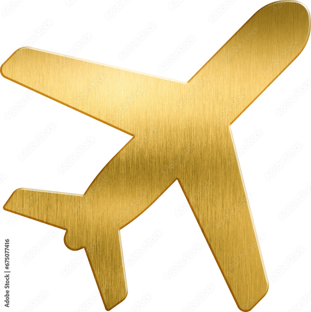 Golden icon plane fly air aeroplane travel aeroplane sky pilot tour ...