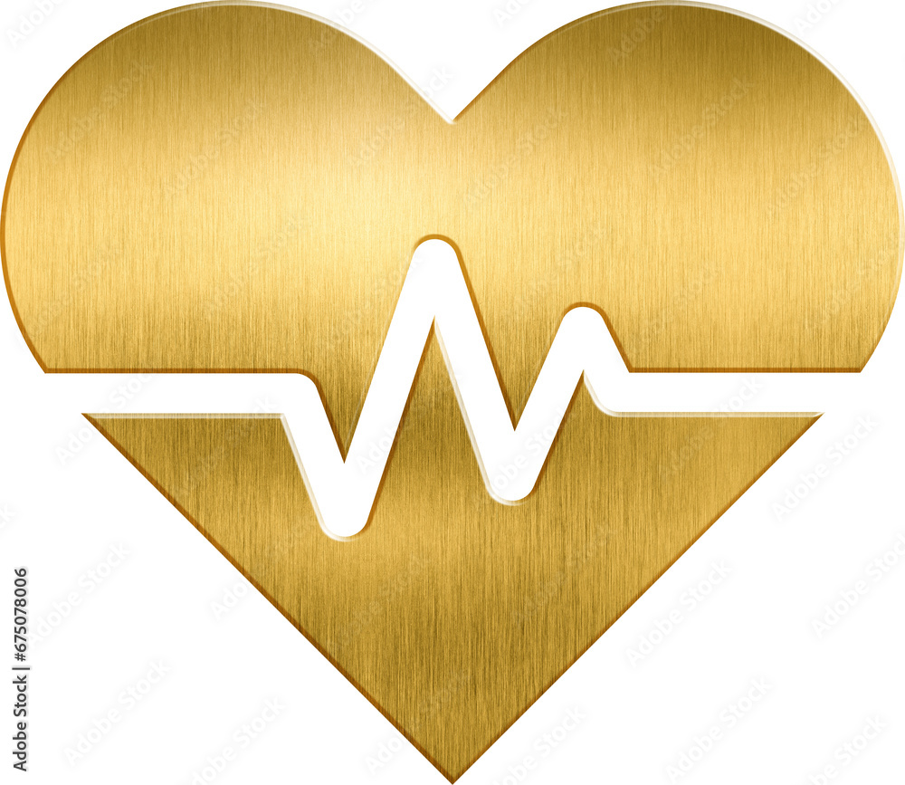Golden icon nubes graph heartbeat pulse cardiogram medical chart beat ...