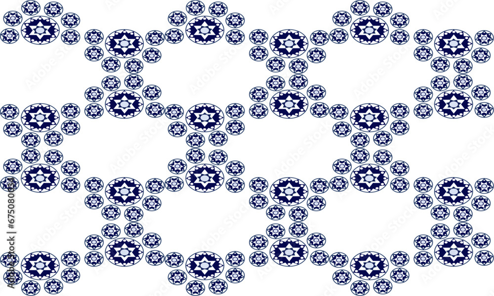 Vecteur Stock blue mandala wave horizontal strip on white background ...