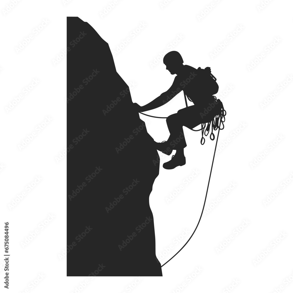 Mountain Climber Vector Silhouette Clipart, Rock climber black ...
