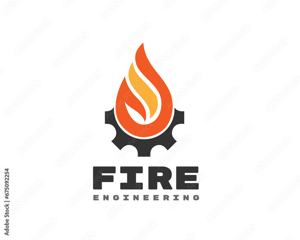 gear fire engine logo icon symbol design template illustration ...