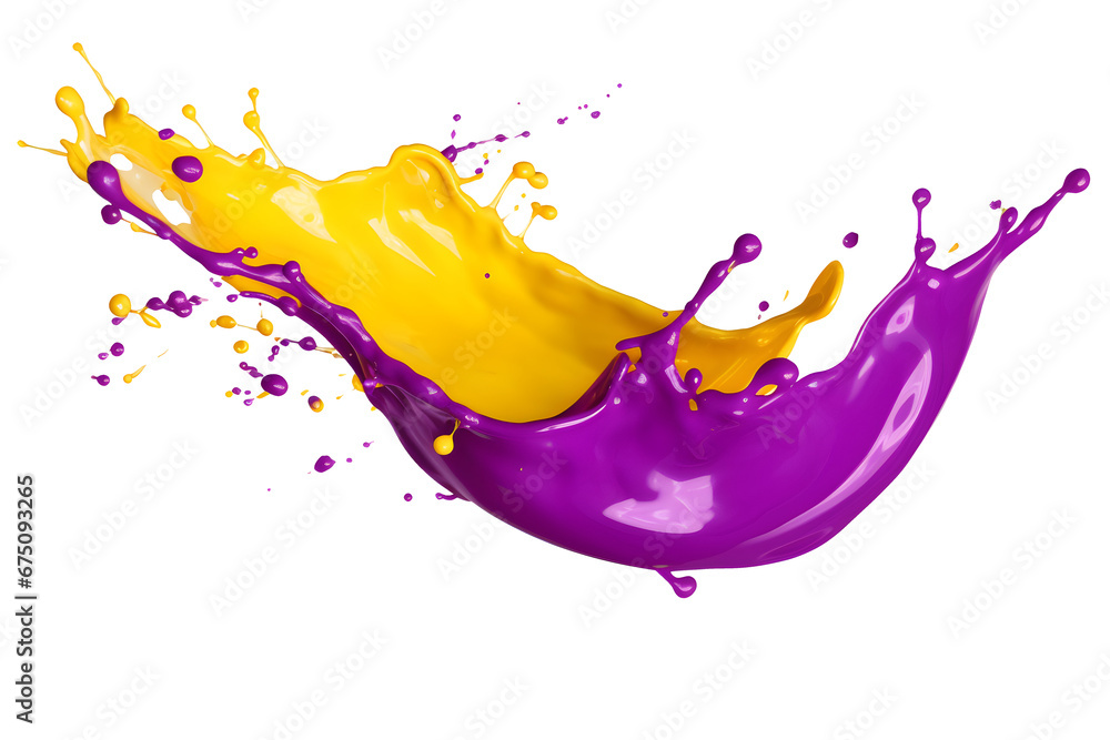 yellow and purple paint splash isolated on transparent background ...