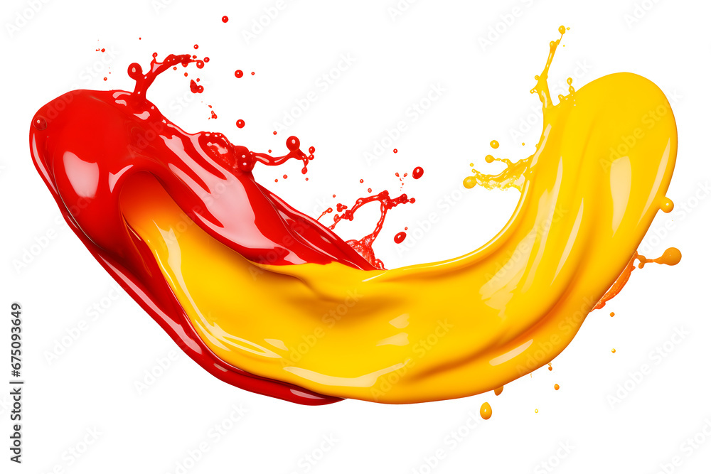 red and yellow paint splash isolated on transparent background ...