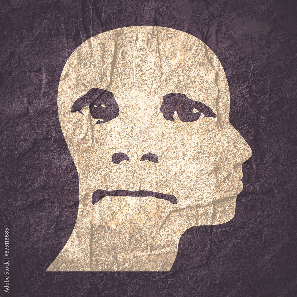 Human head profile with overlayed child face. Cognitive psychology or ...