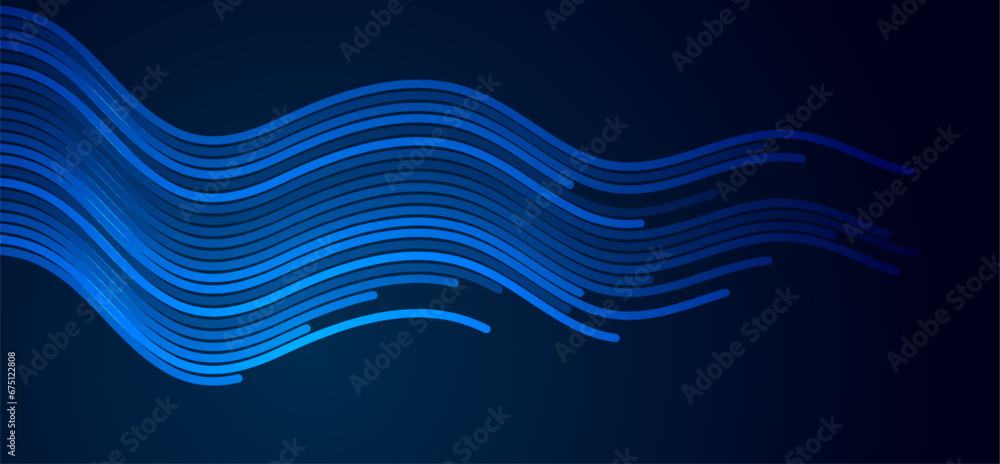 Glow blue minimal wavy lines abstract futuristic tech background ...