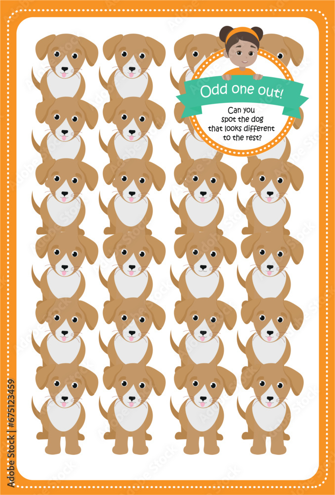 odd one out game for kids spot the dog that looks different to the rest ...