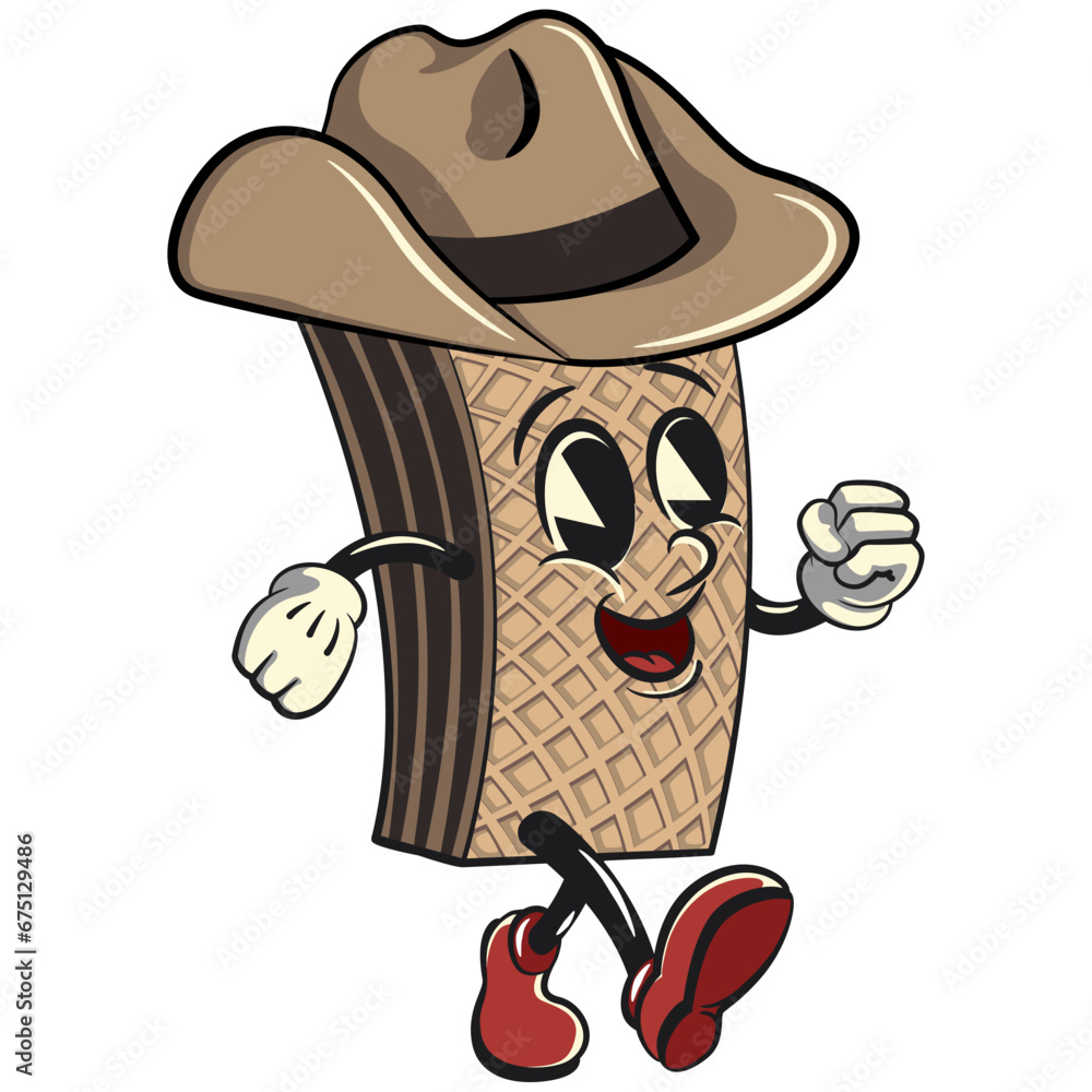 vintage mascot pair of wafer chocolate characters with funny faces ...