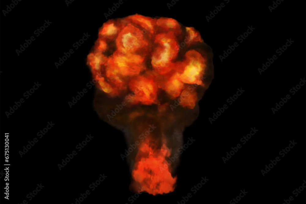 realistic explosion black background illustration, explosion, heat ...