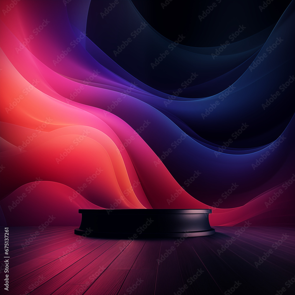 subtle dark gradient background with floor and a stage for product ...
