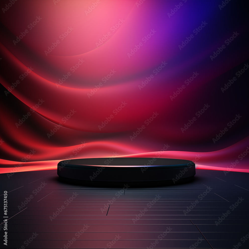 subtle dark gradient background with floor and a stage for product ...