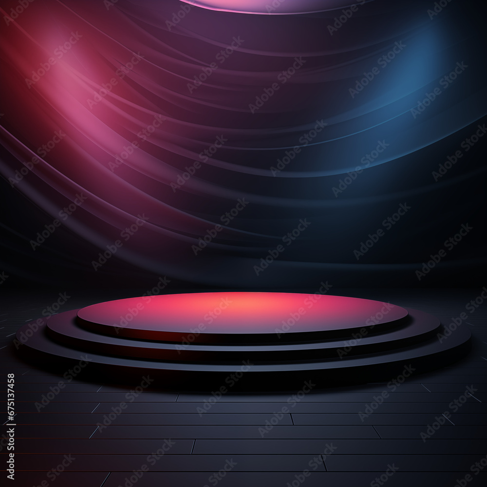 subtle dark gradient background with floor and a stage for product ...