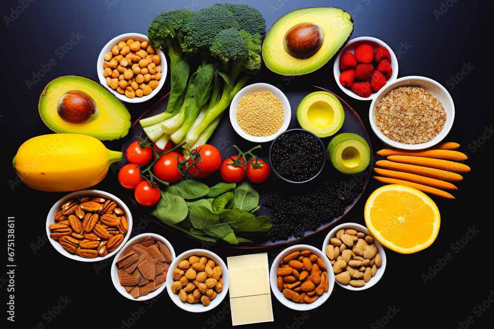 Food products representing the food pyramid. Healthy lifestyle ...