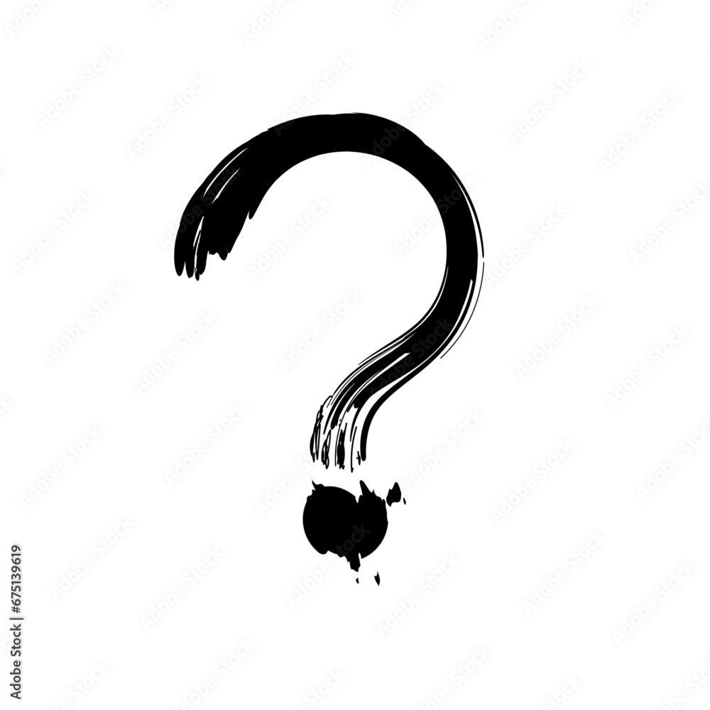 hand drawn brush question mark symbol with transparent background Stock ...