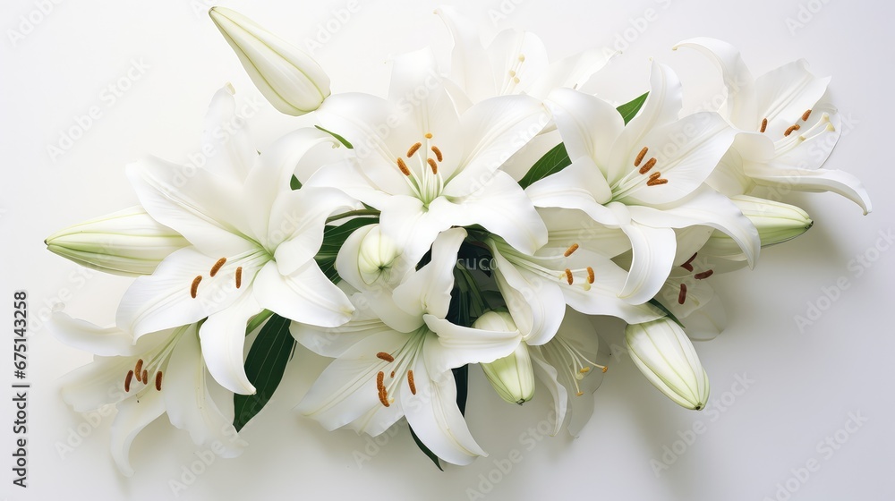 blossom white lay flower top view illustration spring summer ...