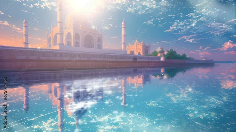 Islamic animation of beautiful mosque building in Japanese anime ...