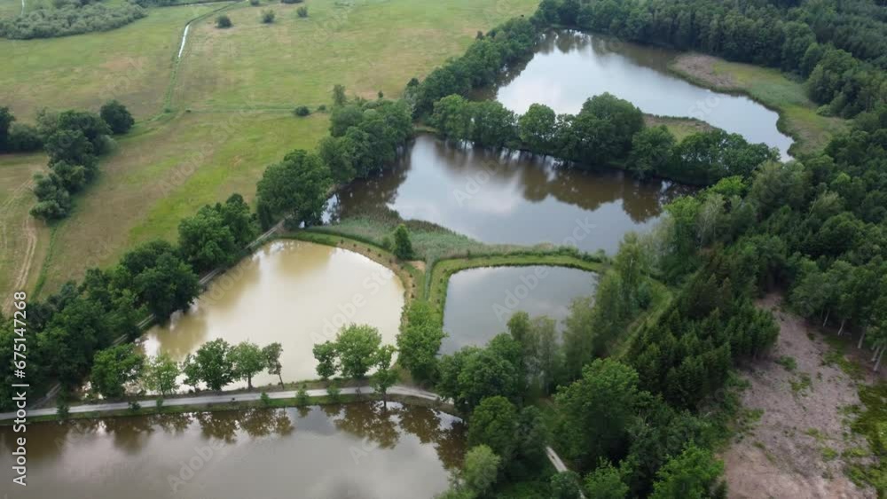 Farm ponds used for fish farming. Bird habitat. Drone. Stock Video ...