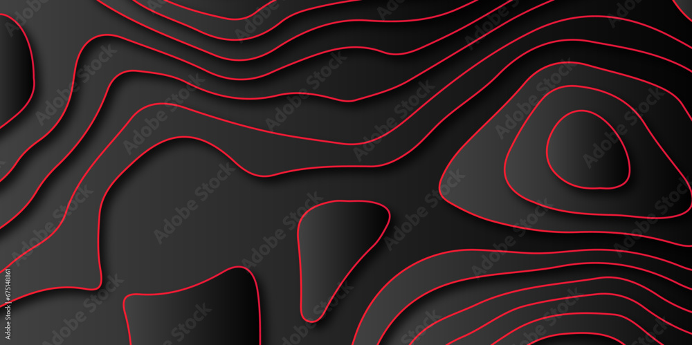 Vecteur Stock Abstract wavy line 3d paper cut dark topography ...