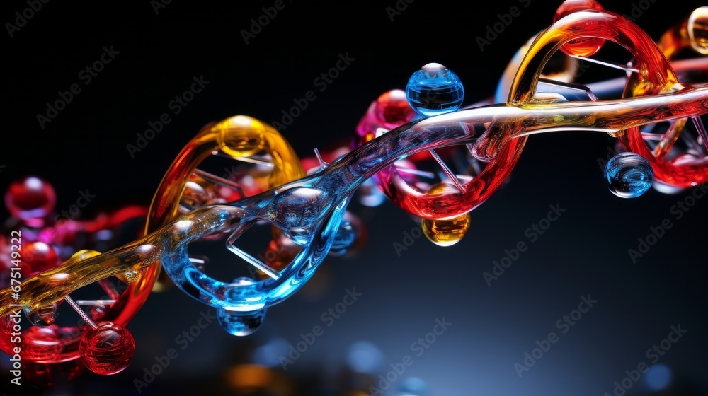 An illustration featuring a molecular water drop with a DNA model ...