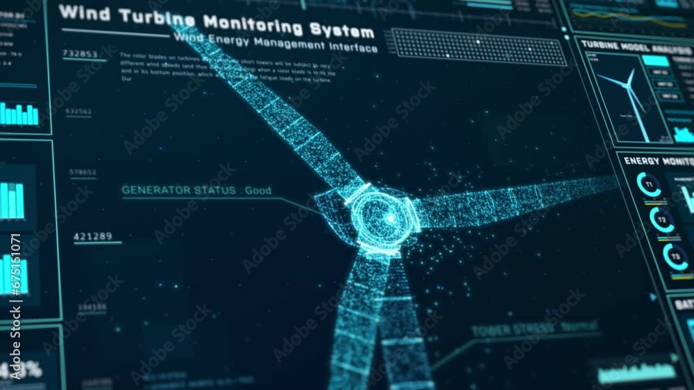 Futuristic wind turbine energy control center interface design, digital ...