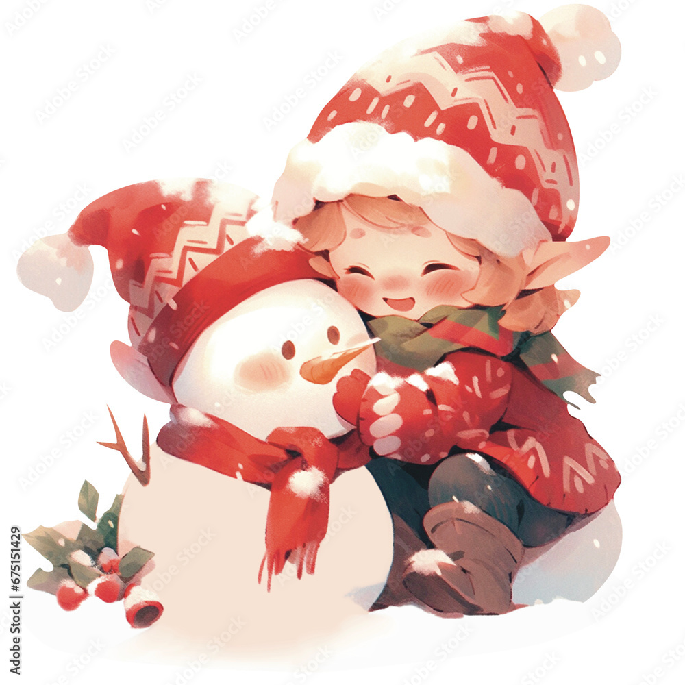 Christmas elf character Isolated on a transparent background. Smiling ...