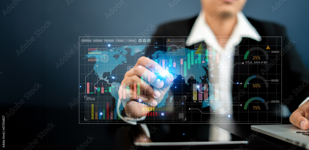 Business analysis technology, Businessman and finance analysis use ...