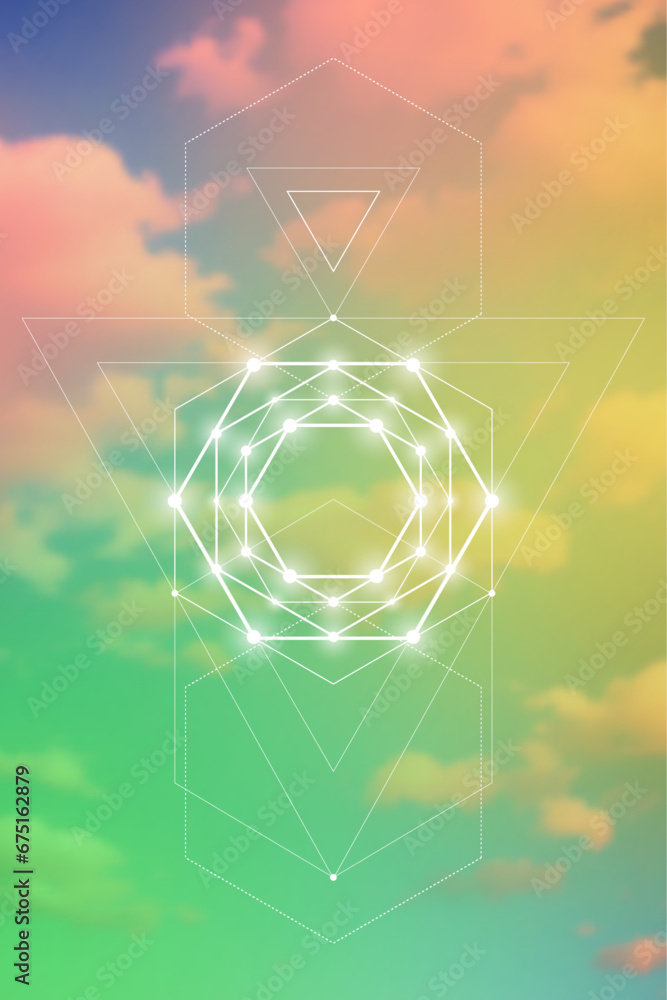 Sacred geometry inspired futuristic illustration with interlocking ...