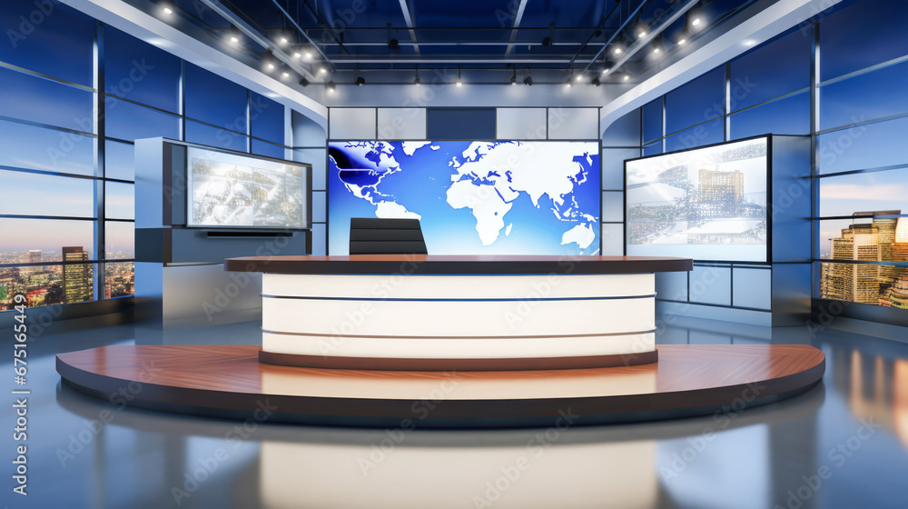 News Studio. Backdrop for TV shows.TV studio. News studio. The perfect ...