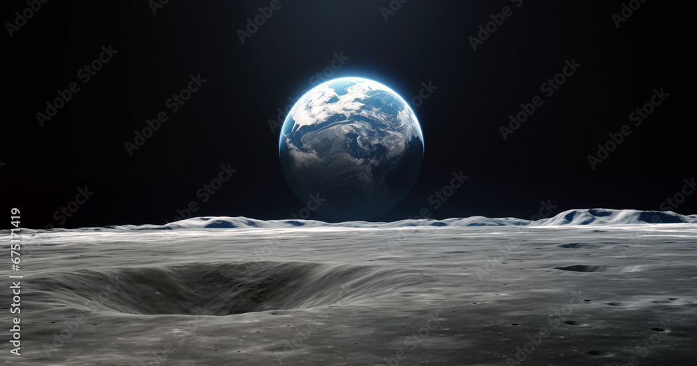 Planet earth from moon space at the night background. High quality ...